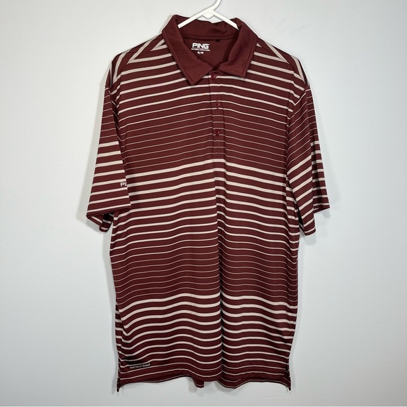 Ping | Shirts | Ping Polo Shirt Adult Extra Large Red Gray Stripes Golf ...